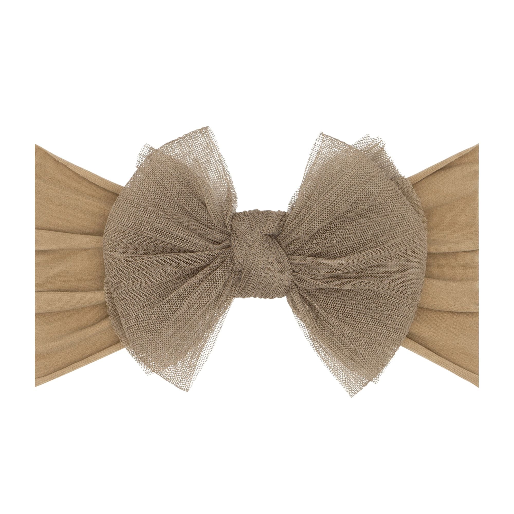 Latte Pleated Tulle Bow | Baby Bling® Tulle FAB® – Baby Bling Bows